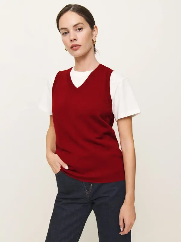 REFORMATION Reese Cashmere Tank Top - Red