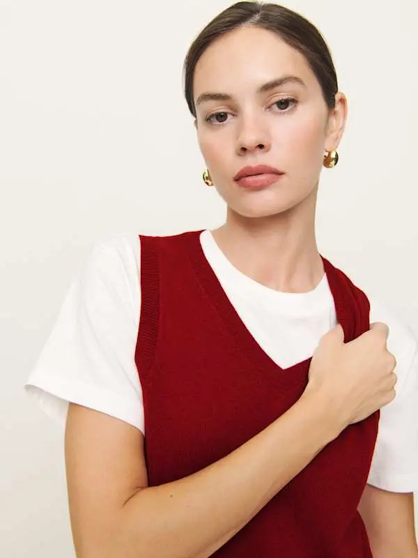 REFORMATION Reese Cashmere Tank Top - Red