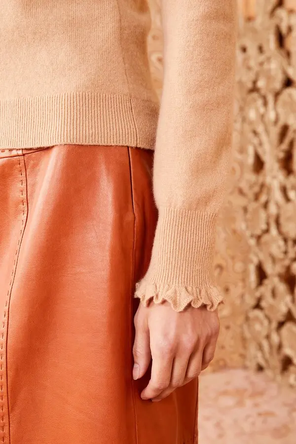 NWT Ulla Johnson 100% Cashmere Ribbed Hat- Camel Ulla Johnson Bronwyn Hat - Camel | Editorialist main image 2