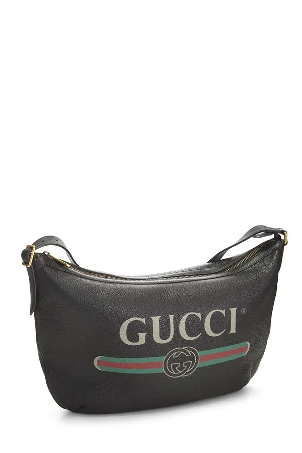 Gucci Leather Logo Printed Hobo Bag