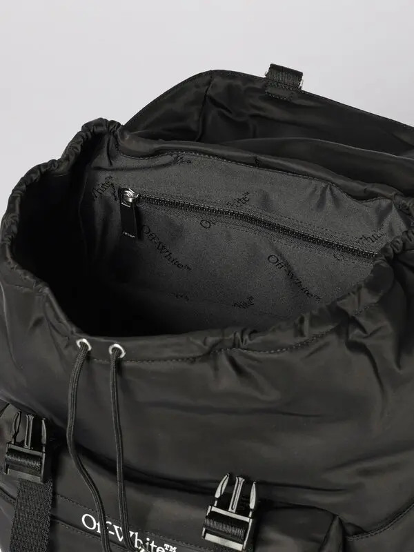 Off-White Nylon Backpack With Drawstring And Buckle Closure