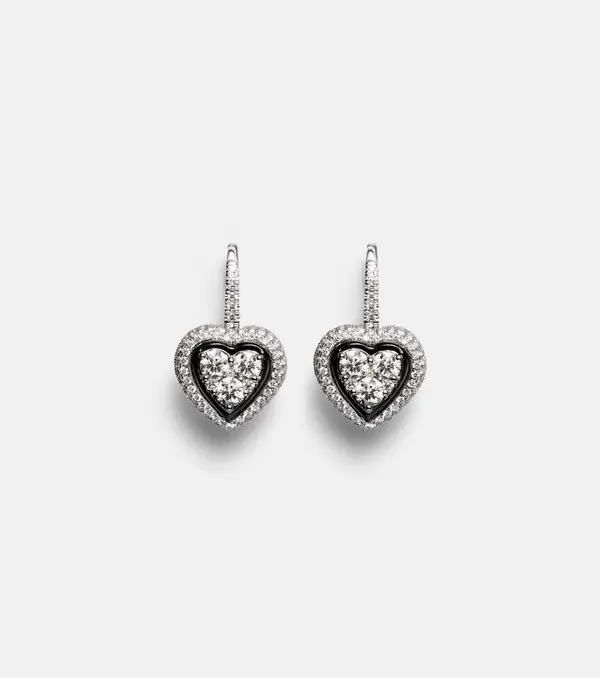 KAMYEN 18kt White Gold Diamond Heart Earrings - Silver