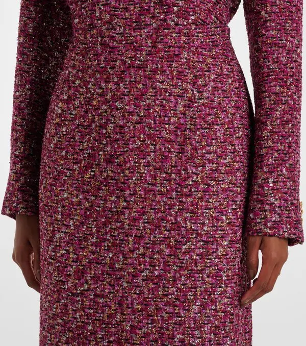 Alessandra Rich Sequined Tweed Midi Skirt