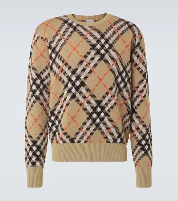 Burberry Check Wool-blend Sweater - Beige