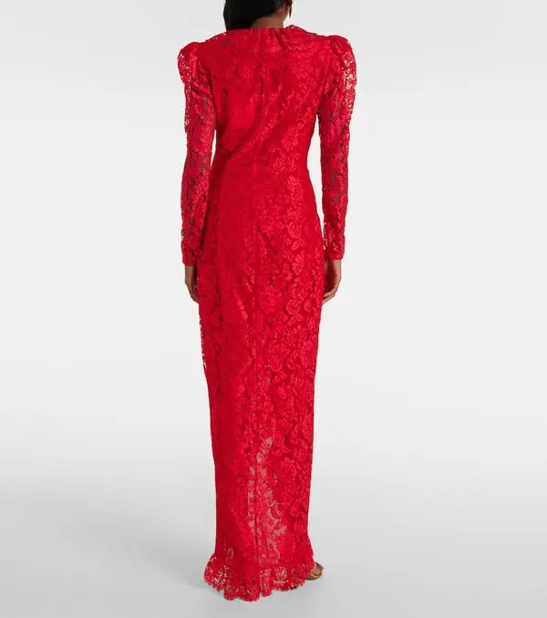 Alessandra Rich Ruffled Lace Maxi Dress