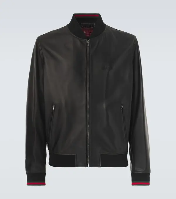 Gucci Leather Bomber Jacket - Black