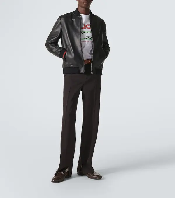 Gucci Leather Bomber Jacket - Black