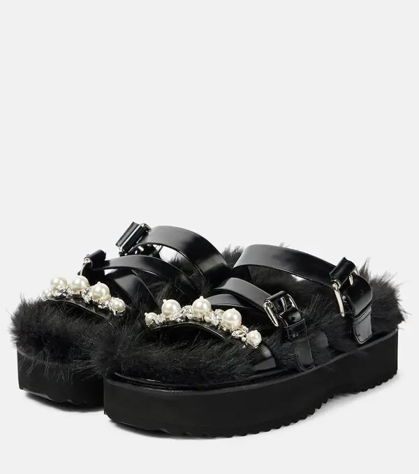 Simone Rocha Embellished Leather Platform Sandals