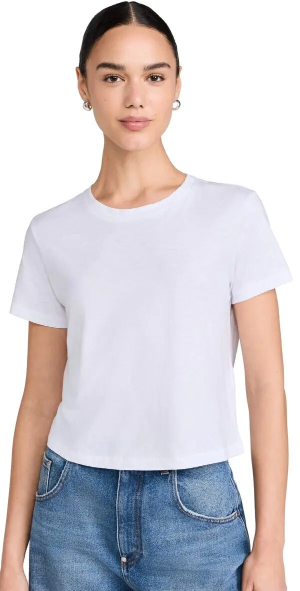 Madewell Boxy Crop Tee In Soft Slub - Eyelet White