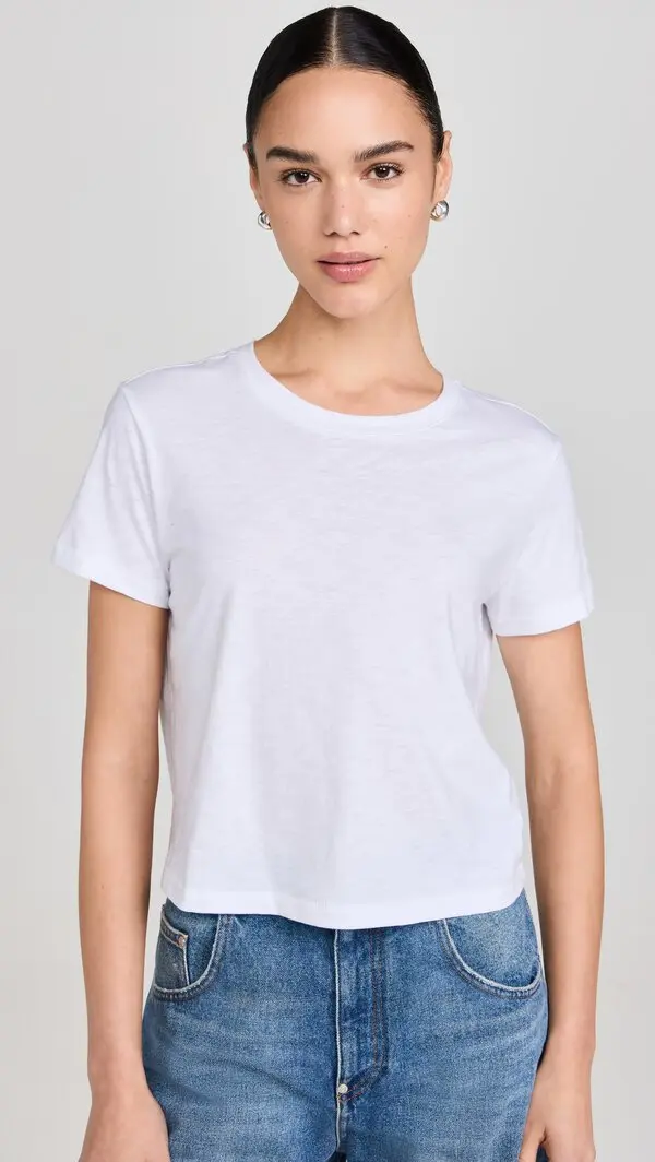 Madewell Boxy Crop Tee In Soft Slub - Eyelet White