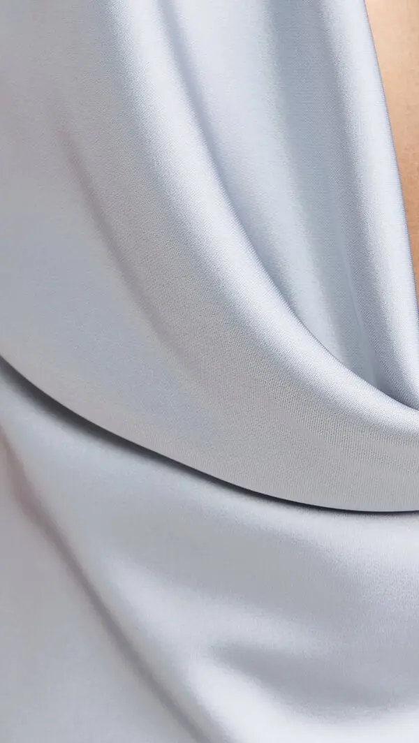 Norma Kamali Halter Drape Bias Gown - Silver