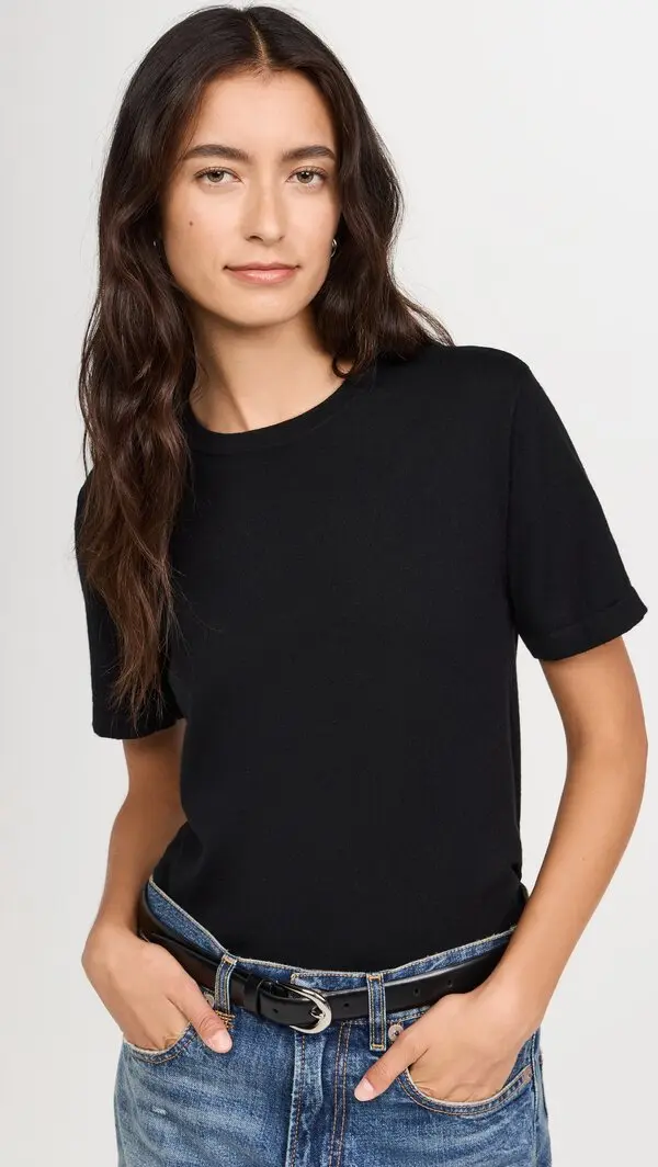 Rails Cotton Cashmere Crewneck Tee - Black