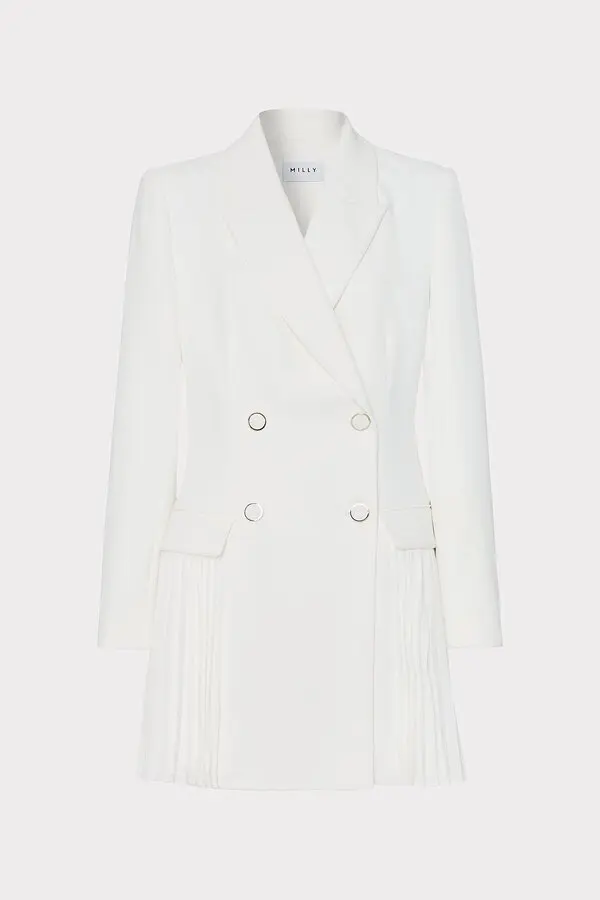 MILLY Noora Pleated Blazer Mini Dress - White