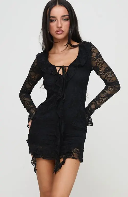 strapless open back dress Front Page Halter Lace Mini Dress Black main image 0