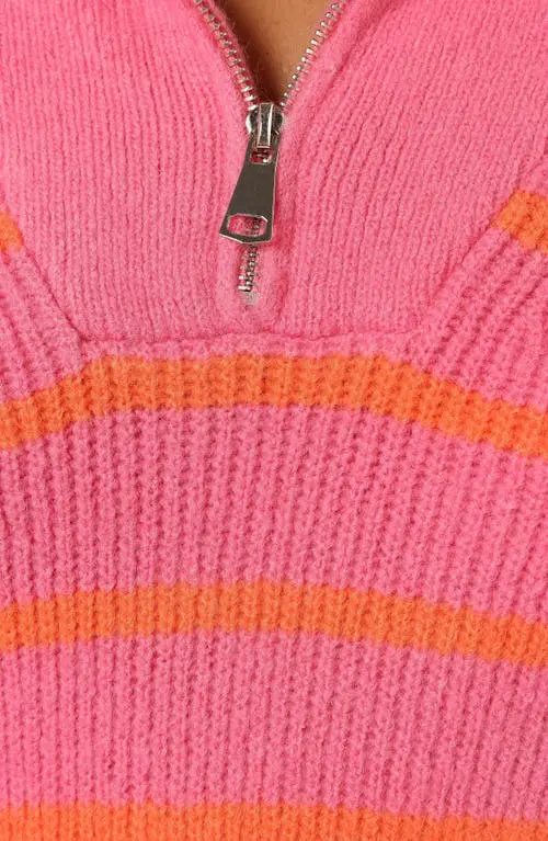 PETAL & PUP Everleigh Stripe Quarter Zip Sweater