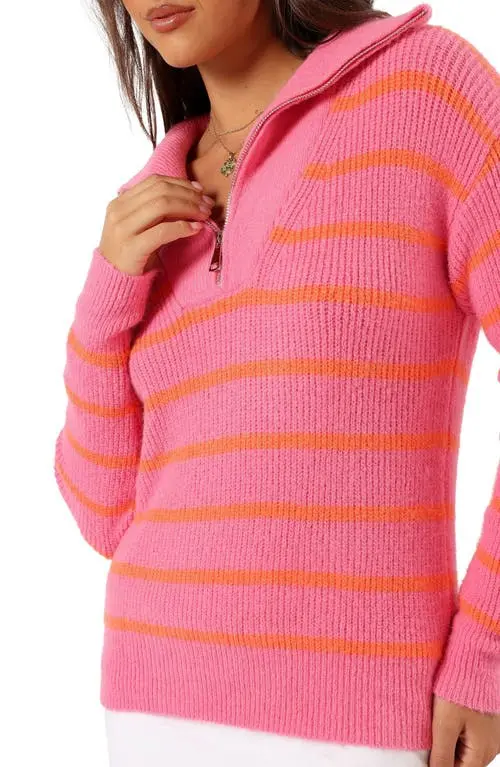 PETAL & PUP Everleigh Stripe Quarter Zip Sweater