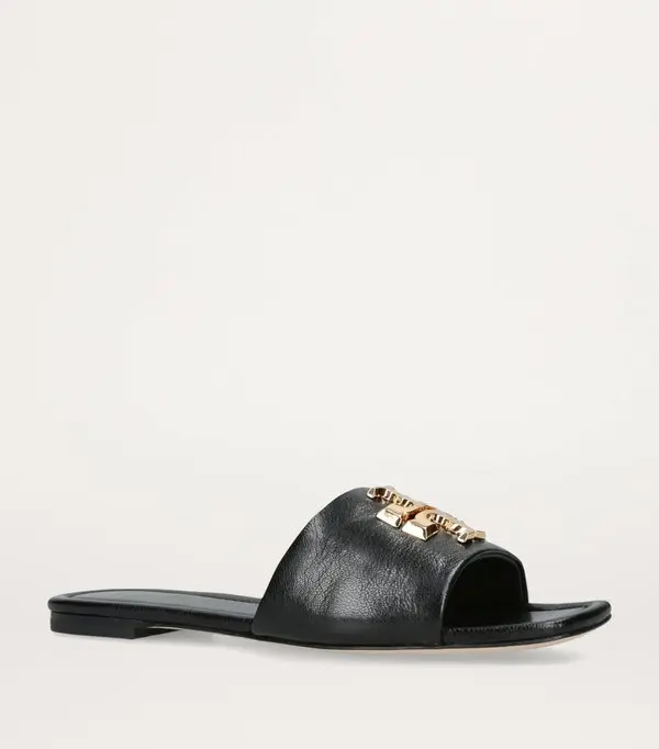 Tory Burch Leather Eleanor Slides - Black