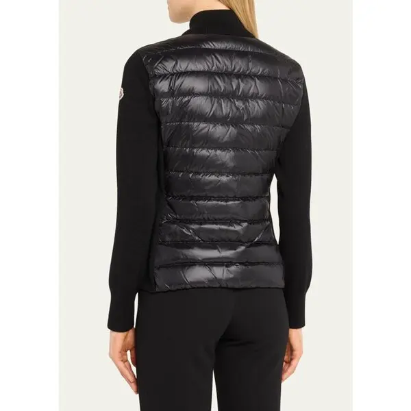 Moncler Hybrid Puffer Wool Cardigan - Pink