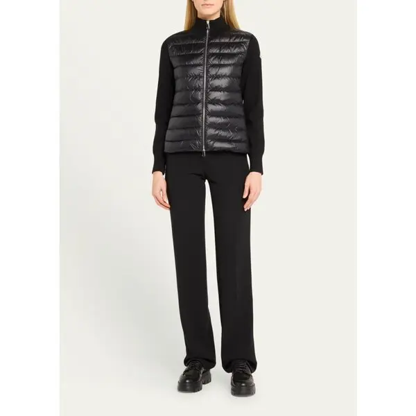 Moncler Hybrid Puffer Wool Cardigan - Pink