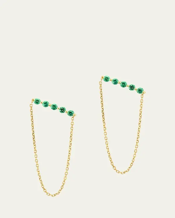 Jia Jia 14k Gemstone Chain Earrings - Green