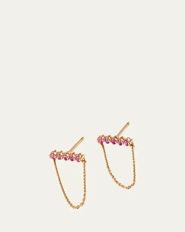 Jia Jia 14k Gemstone Chain Earrings - Green