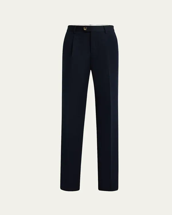 Brunello Cucinelli Pleated Twill Trousers - Ocean Blue