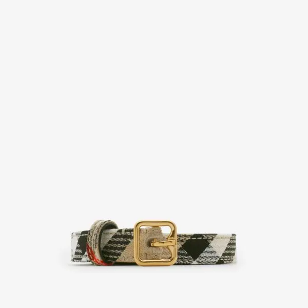 Burberry Thin Check B Buckle Belt - Sand