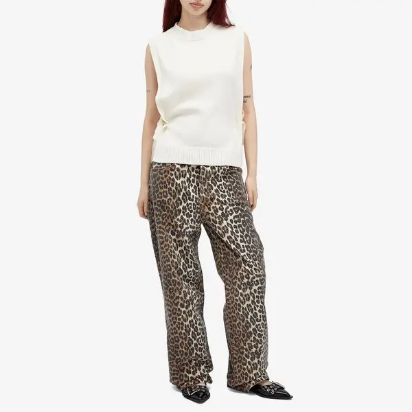 GANNI Print Denim Izey Trousers - Leopard