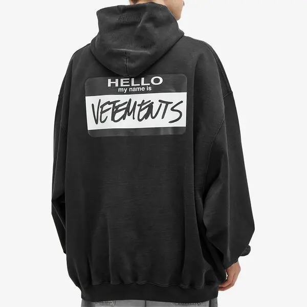 Vetements Hello My Name Is Hoodie In Black - 35% Off | Editorialist