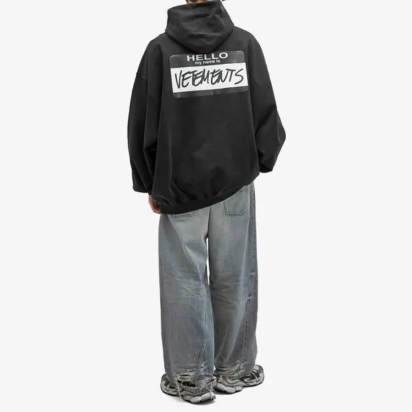 Vetements Hello My Name Is Hoodie In Black - 35% Off | Editorialist