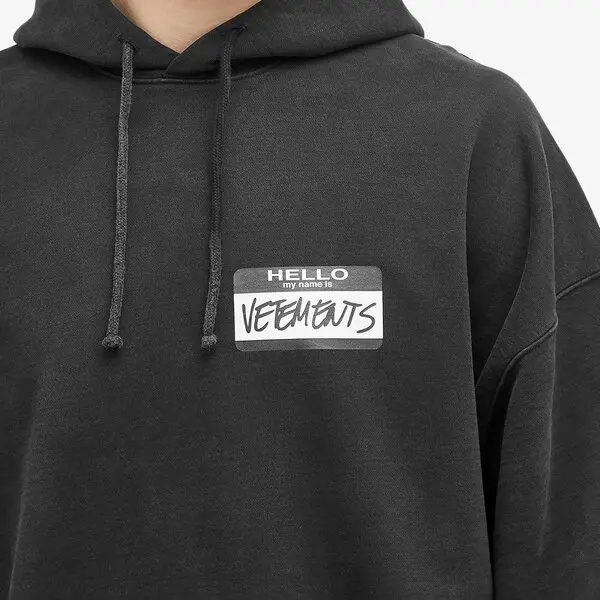 Vetements Hello My Name Is Hoodie In Black - 35% Off | Editorialist