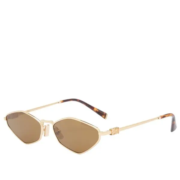 Miu Miu 56zs Irregular Sunglasses - Gold/dark Brown