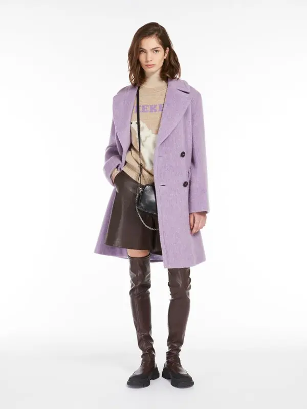 Max Mara Double-Breasted Wool-Blend Coat - Lilac | Editorialist