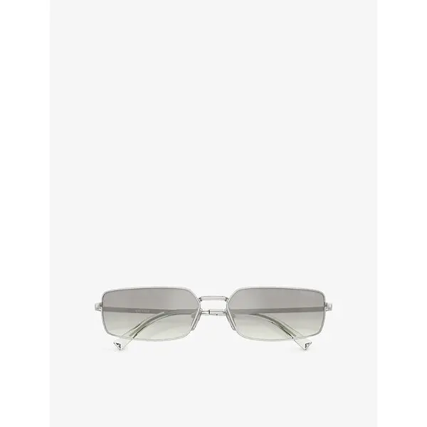 Prada Rectangular-frame Metal Sunglasses - Silver