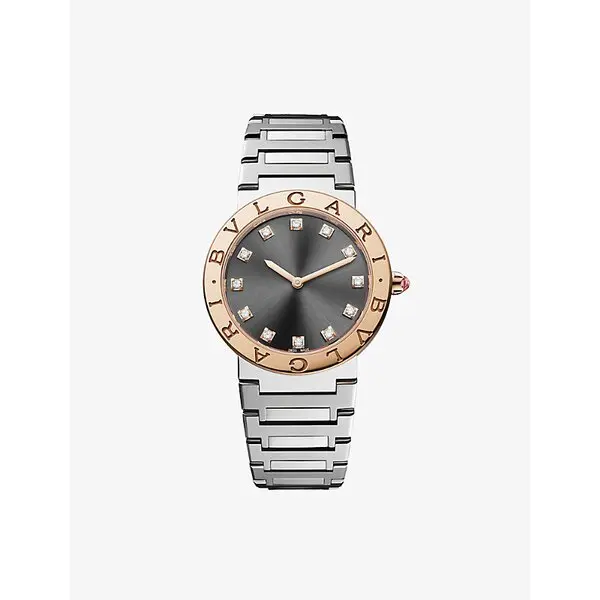 BVLGARI Stainless Steel And 18ct Rose-gold Quartz Watch With Diamond Accents - Rose Gold