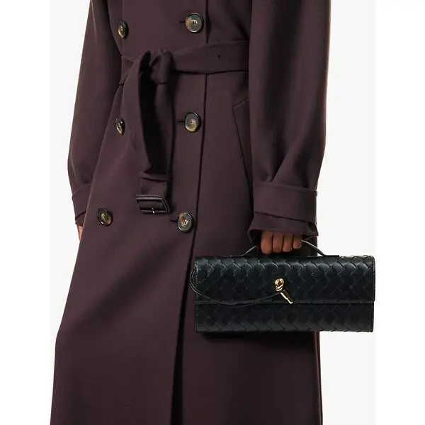 Bottega Veneta Andiamo Long Intrecciato-weave Leather Clutch - Black-m Brass