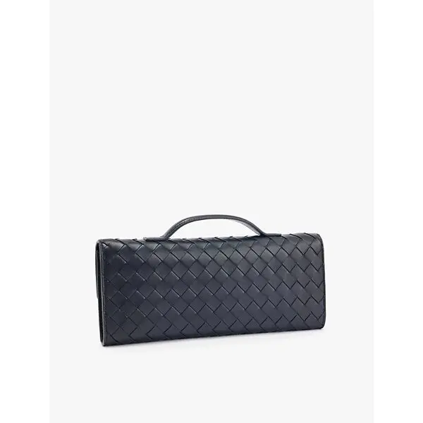 Bottega Veneta Andiamo Long Intrecciato-weave Leather Clutch - Black-m Brass