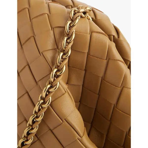 Bottega Veneta Lauren Large Leather Clutch - Dark Praline-m Brass