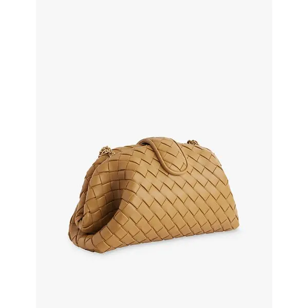 Bottega Veneta Lauren Large Leather Clutch - Dark Praline-m Brass