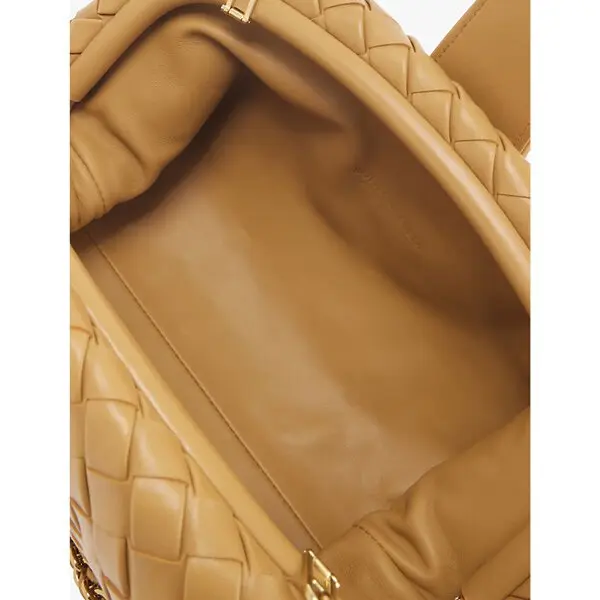 Bottega Veneta Lauren Large Leather Clutch - Dark Praline-m Brass