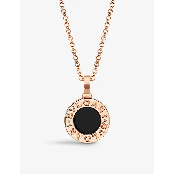 BVLGARI 18ct And Onyx Pendant Necklace - Rose Gold