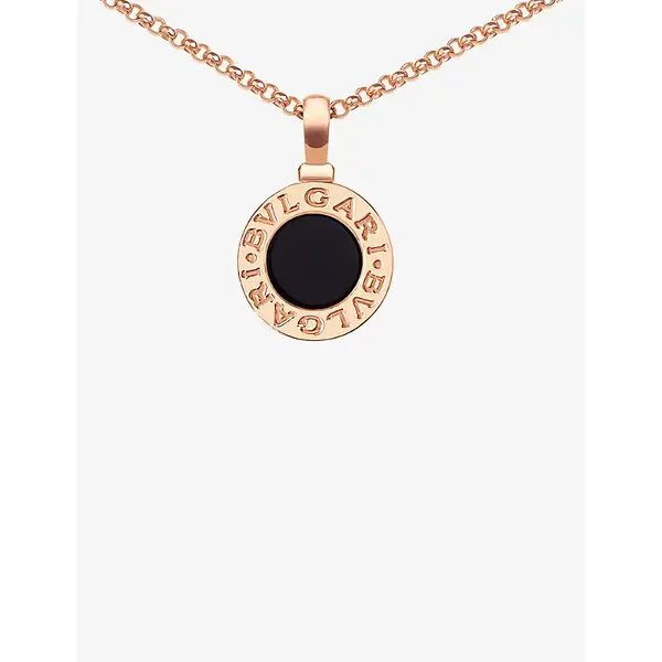 BVLGARI 18ct And Onyx Pendant Necklace - Rose Gold