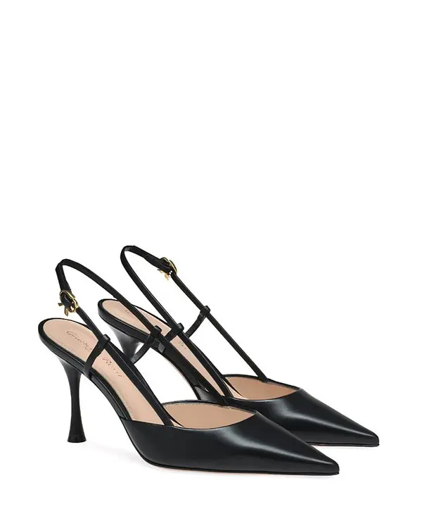 GIANVITO ROSSI Ascent Slingback Pumps - Black Calf Leather