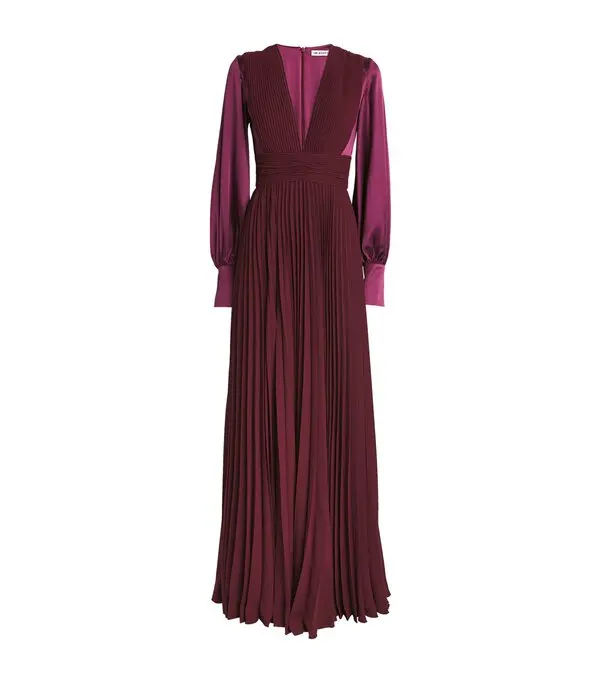 E.Stott Chiffon Pleated Kara Midi Dress In Burgundy - 62% Off | Editorialist