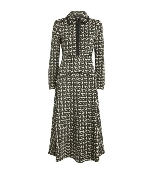 jersey ponte georgette mix midi dress ME+EM Ponte-jersey Houndstooth - Black lsu fan