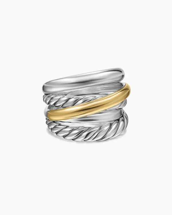 David Yurman Crossover Five Row Ring - Sterling Silver/14k Yellow Gold