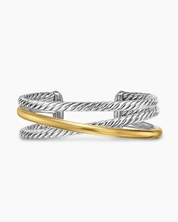 David Yurman Bold Crossover Cuff Bracelet - Sterling Silver/14k Yellow Gold