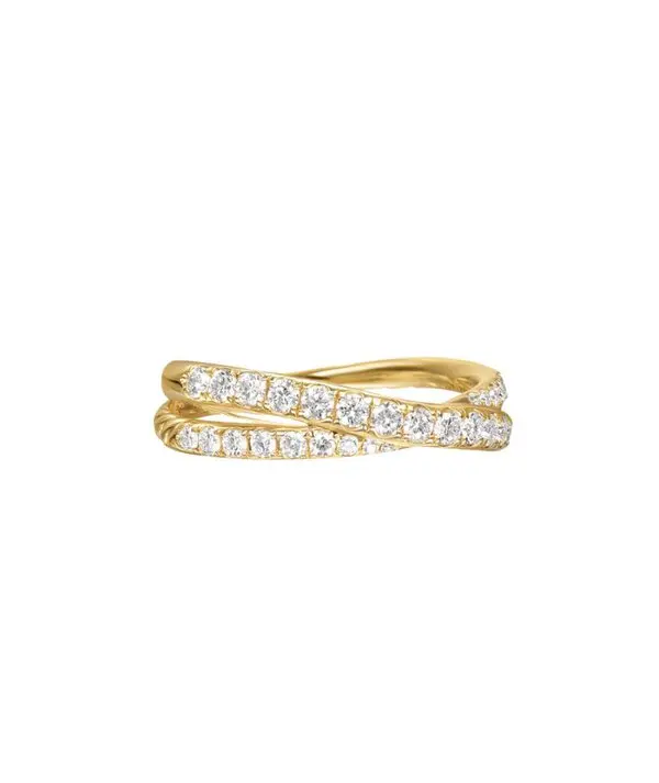David Yurman Dy Crossover Ring In 18k Yellow Gold With Diamonds - Diamond