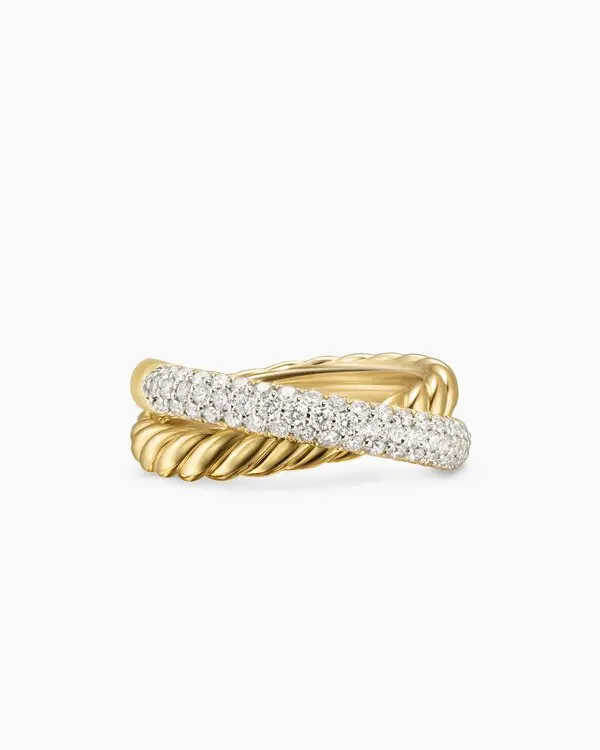 David Yurman Crossover Ring In 18k Yellow Gold With Diamonds - Diamond