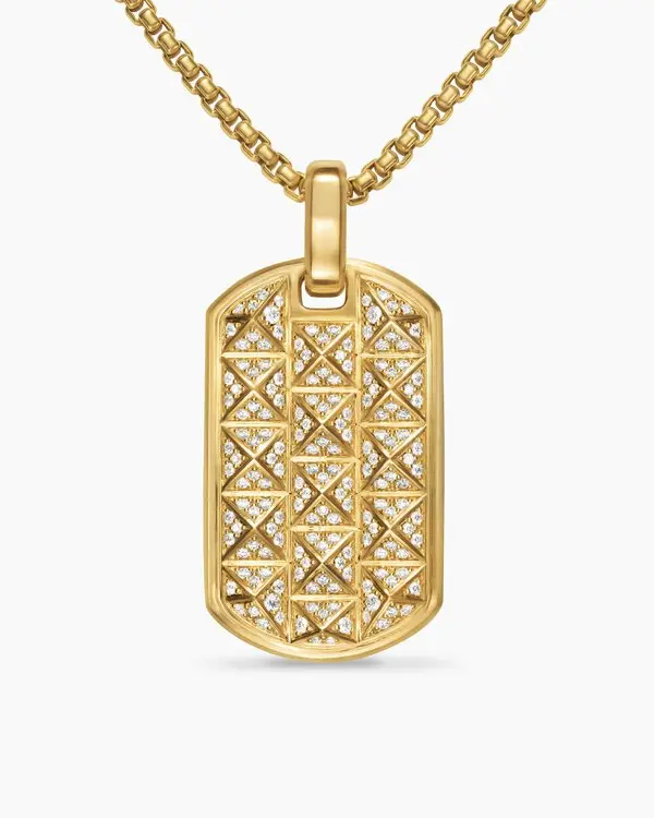 David Yurman Pyramid 18k Yellow Gold Tag - Diamond